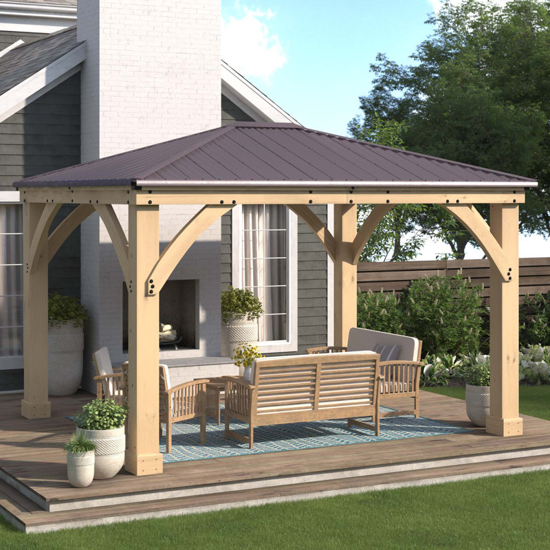 Yardistry Meridian 12 Ft W X 14 Ft D Solid Wood Patio Gazebo yardistry-meridian-12-ft-w-x-14-ft-d-solid-wood-patio-gazebo